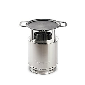 Solo Stove Ranger Cast Iron Griddle Cooking Bundle, incl. Stainless Steel Fire Pit + Stand, Cast Iron Griddle & Stainless Steel Hub for 6.5” Elevation, Height: 22 in, Diameter: 14.25 in, 31.1 lbs