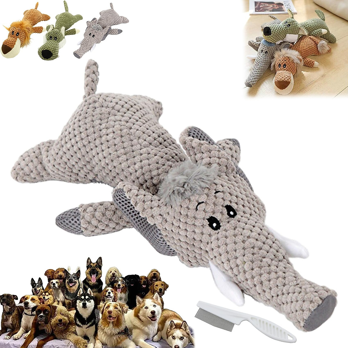 EZGHAR Durabite for Heavy Chewers, Durabrite Dog Toys, Durabrite Dog Toys for Heavy Chewers, Squeaky Dog Toys for Heavy Chewers, Designed for Heavy Chewers, Dog Toy Heavy Chewers (Elephant)