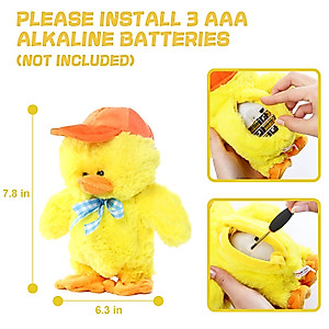 LUKETURE Easter Duck Toys for 1-3 Toddlers – Talking Toy That Repeats What You Say, Dancing Walking Baby Crawling Yellow Duck Singing 30 Songs, for 1 Year Old Girl Birthday