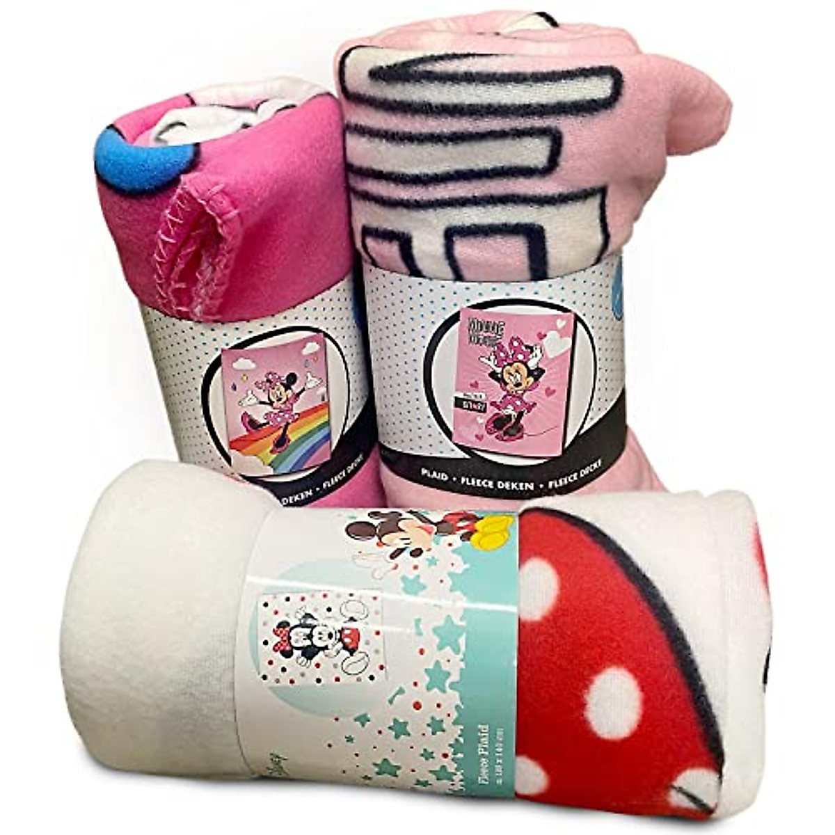 MinnieMouse Cozy Fleece Throw Blanket 40 x 60 (Pink Polka Dots)