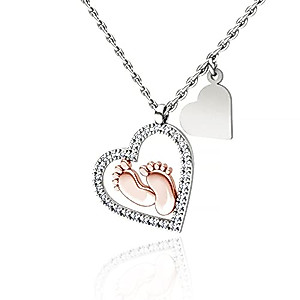 Aphrodite's Gift for New Mom, Baby Feet Heart Necklace Baby Gift Set, To My Mommy, Necklaces For Women, Gifts for Mom, Baby Shower Gifts, Mommy to be Gifts, Pregnancy Gifts for First Time Moms, Gift for New Mother