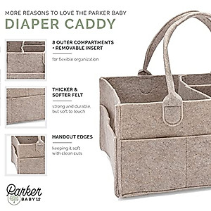 Parker Baby Diaper Caddy - Nursery Storage Bin and Car Organizer for Diapers and Baby Wipes - Oatmeal
