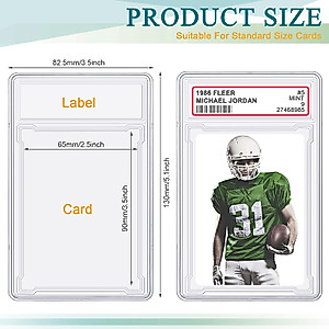 Trading Cards Protector Case Acrylic Clear Baseball Card Holders with Label Position Hard Card Sleeves Small Sturdy Storage Box for Card Standard Collector Sport Game Grade Card Case (6 Pieces)