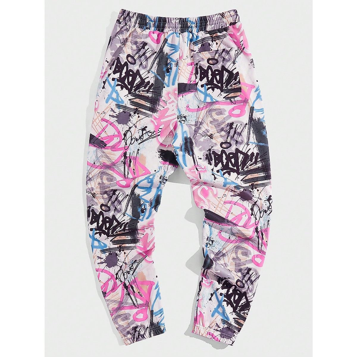 WDIRARA Men's Graphic Print Drawstring Waist Sweatpants Workout Joggers with Pocket Multicolor Camo S