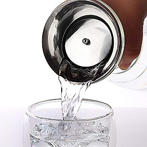 Artcome 55 Oz Heat Resistant Borosilicate Water Carafe Glass Pitcher with Stainless Steel Flow Lid