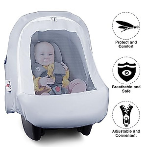 Metplus 2-in-1 Baby Car Seat Cover, Multi Use Cover for Baby Car Seat Canopy with Privacy Sun Shade, Protect Your Baby's Safety Seat with Style, Infant Carrier Covers for Boys & Girls
