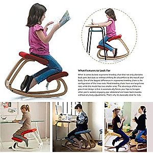 Kneeling Chair, Ergonomic Rocking Kneel Seat Mobile, Relieving Stress Backs Neck Pain, Posture Correcting Wood Knee Stool for Home Office Good Posture Computer Stool,Gray