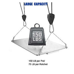 OneChoi Grow Light Rope Hanger 50Pairs，1/8" 8-Feet Long Heavy Duty Adjustable Rope Clip Hanger, Adjustable Rope Ratchet Hangers 150 Lbs per Pair Used with Grow Light, Grow Bags