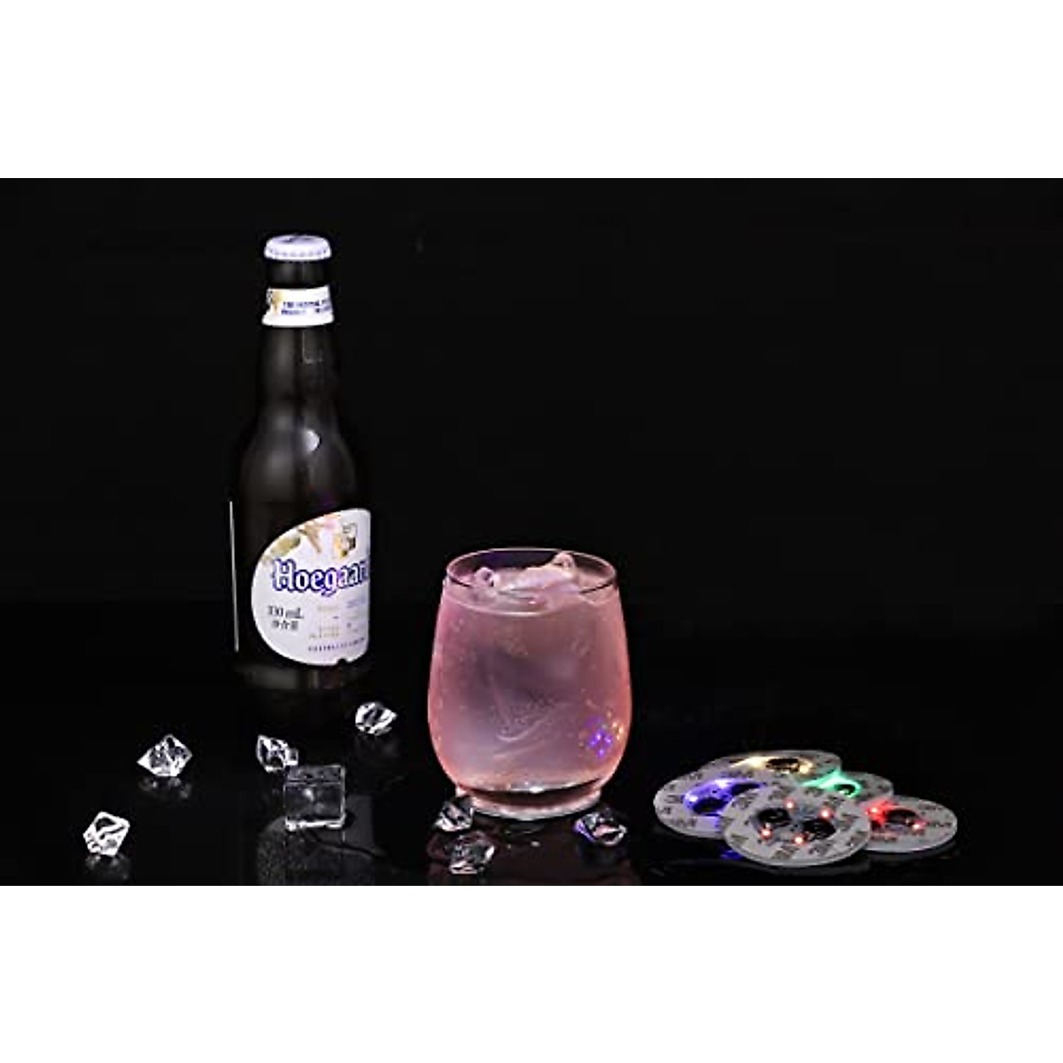 HANCIRCLE LED Coaster White,12 Pack Light Up Coasters,LED Sticker Lights,Wine Bottle Lights,for Drinks,Bar Accessories,Party,Wedding