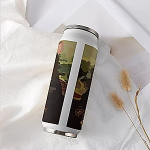 Desheze Water Bottle With Lids Straw Cat Oil Painting Insulated Stainless Steel Reusable Tumbler For Boys Girls 17oz