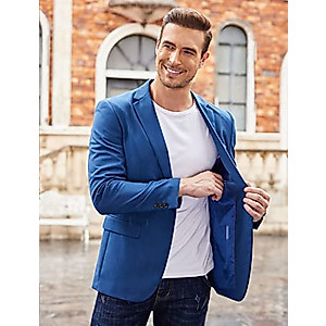 COOFANDY Mens One Button Sport Coat Regular Fit Casual Blazer Jacket Formal Dress Jacket Blazer (Blue M)