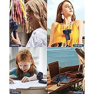 JANREAY Mini Handheld Fan, USB Desk Fan, Small Personal Portable Table Fan 5 Speed with USB Rechargeable Battery Operated Cooling Folding Electric Fan for Travel Office Room Household (Blue)…