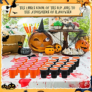 Rtteri 1200 Pcs Orange and Black 2 oz Cups Bulk Halloween Mini Plastic Shot Glasses Set Disposable Small Cups for Drinking Serving Condiment Sauce Thanksgiving Christmas Birthday Party Supplies