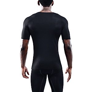 NELEUS Men's 3 Pack Athletic Compression Workout Short Sleeve Shirts,5011,Black,Grey,White,XL,EUR 2XL