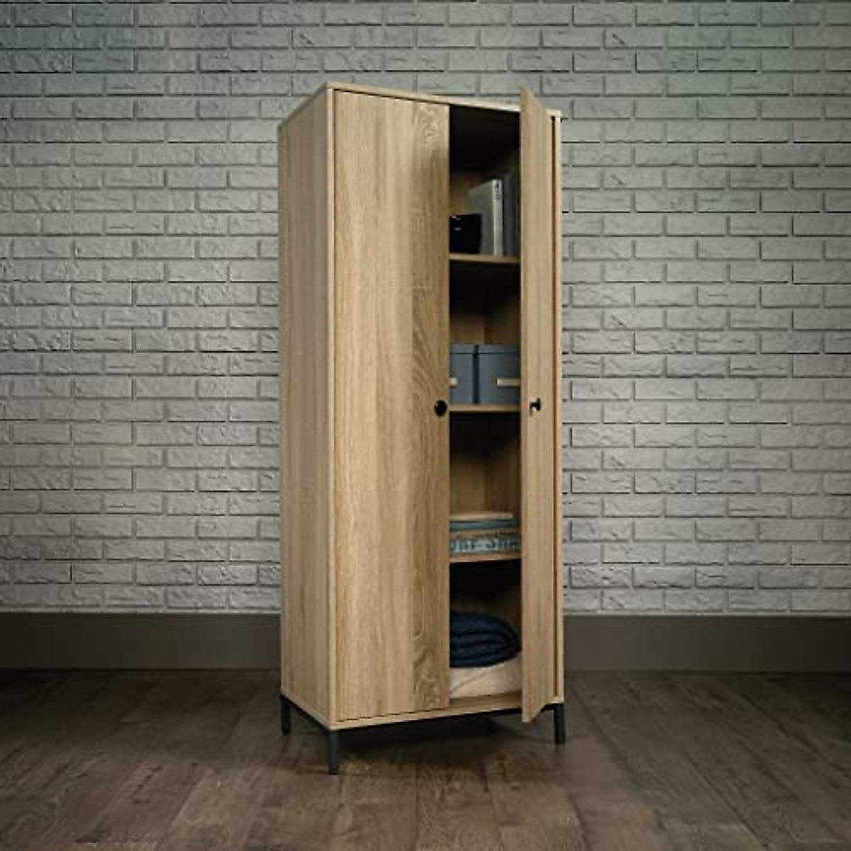 Sauder North Avenue Storage Cabinet, L: 23.47" x W: 15.55" x H: 60.04", Charter Oak Finish