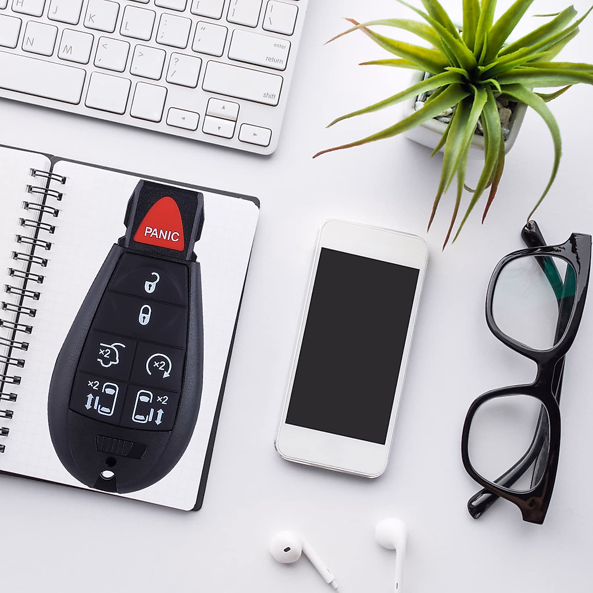 7 Buttons Keyless Entry Remote Control Car Key Fob for Dodge Grand Caravan 2008-2018 Chrysler Town and Country 2008-2016 (M3N5WY783X) Pack of 2