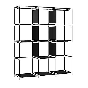 YOUUD Portable Closet Wardrobe Storage Closet Clothes Portable Wardrobe Storage Closet Organizer Portable Closets Wardrobe Closet Organizer Shelf Wardrobe Clothes Organizer Standing Closet Black…