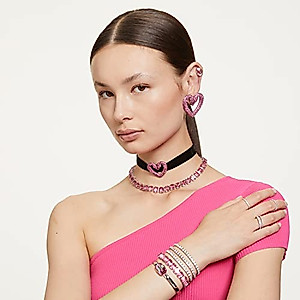 SWAROVSKI Matrix Tennis Bracelet, Round Pink Crystals on Rhodium Finished Band, Size M, Part of the Matrix Collection