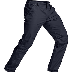 CQR Men's Ripstop Work Pants, Water Resistant Tactical Pants, Outdoor Utility Operator EDC Straight/Cargo Pants, Straight Police Navy, 44W x 30L