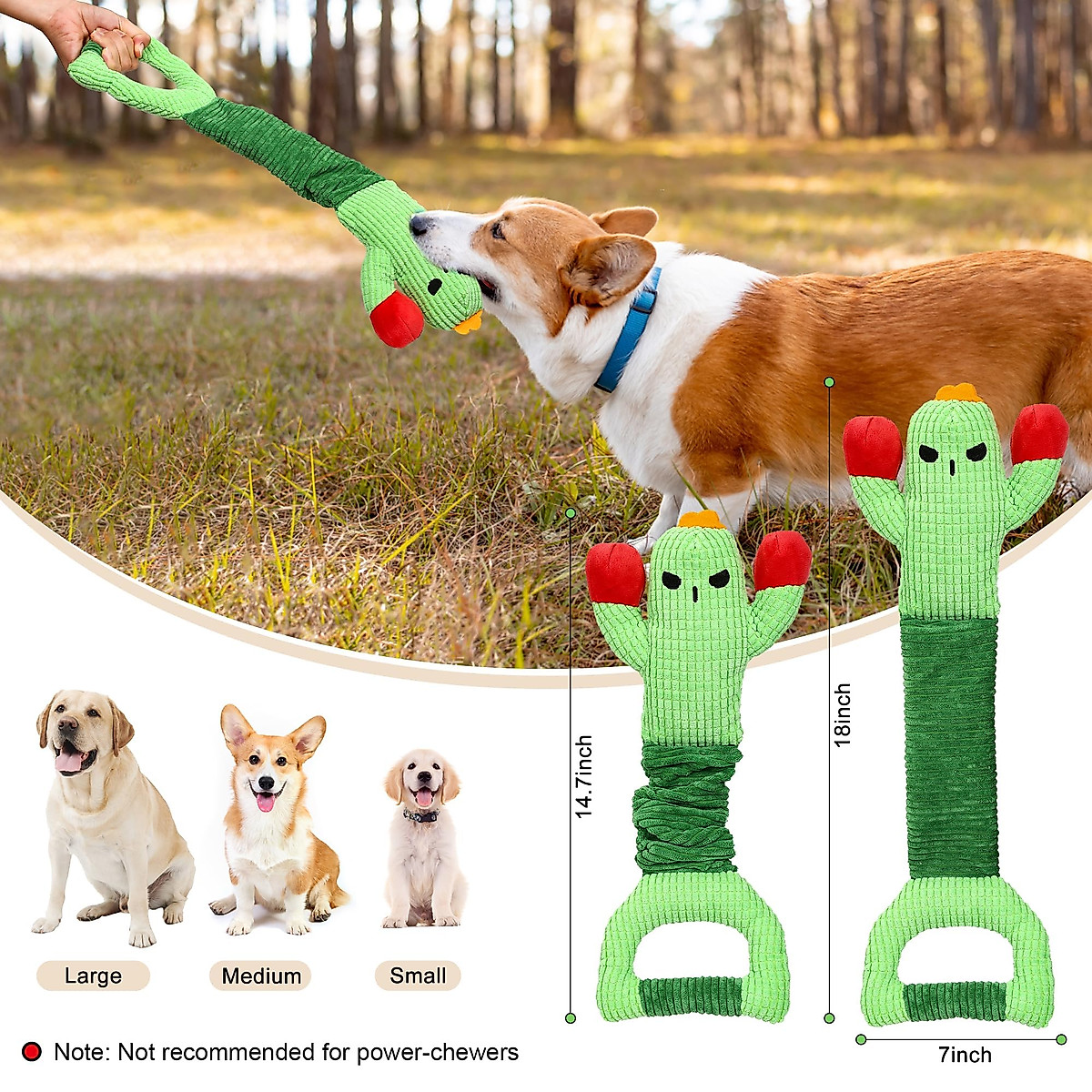 IOKHEIRA Dog Toys for Aggressive Chewers-Dog Toys for Large Dogs, Tough Durable Indestructible Dog Toys, Big Dog Chew Toys and Large Breeds (Large, Cactus)