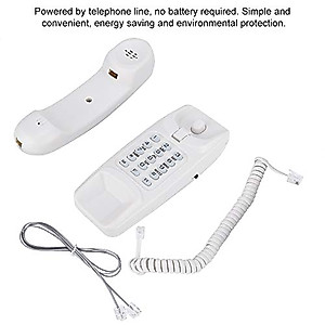Corded Wall Phone Without Caller ID, Desktop Landline Corded Telephone for Home,Hotel,Living Room,School and Office,Powered by Telephone Line(White)