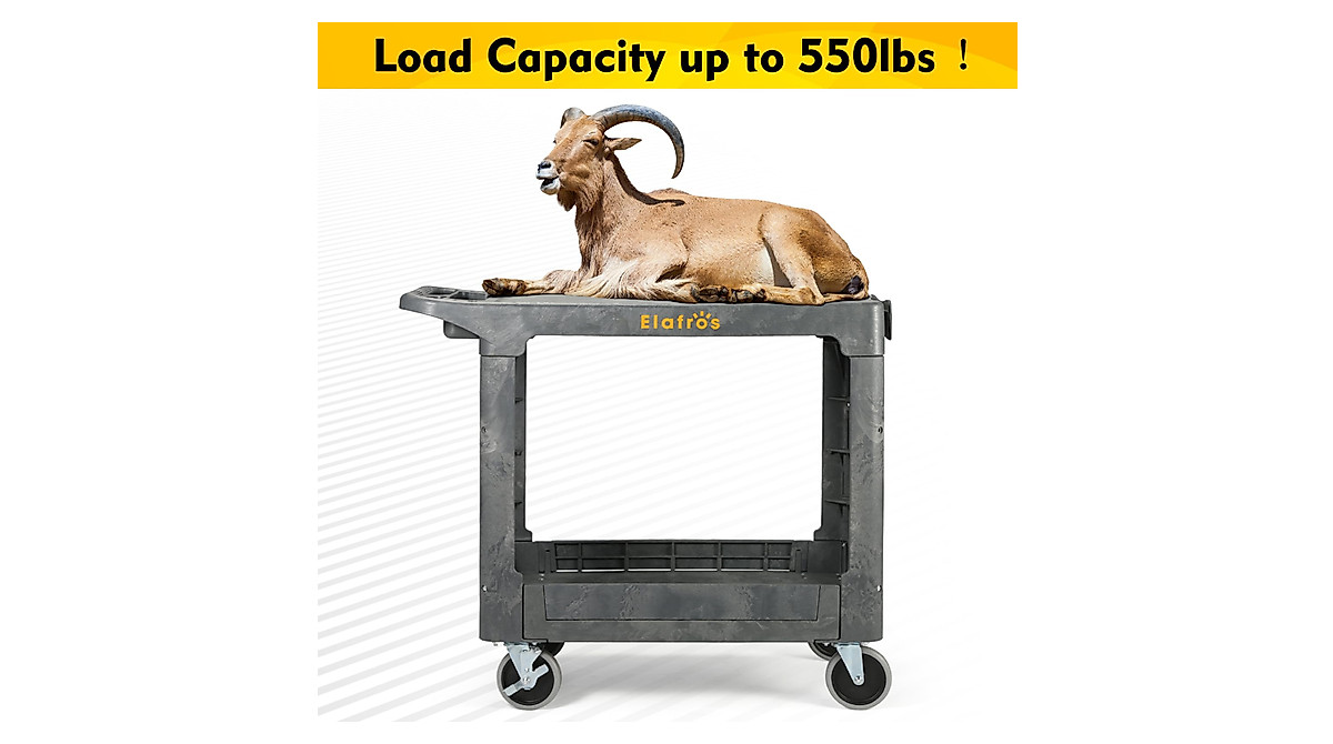 ELAFROS Heavy Duty Utility Cart - 2 Tier Work Cart with Swivel Wheels