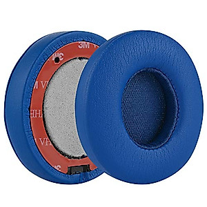 Geekria QuickFit Replacement Ear Pads for Beats Solo 2.0 Wireless (B0534) On-Ear Headphones Earpads, Headset Ear Cushion Repair Parts (Blue)