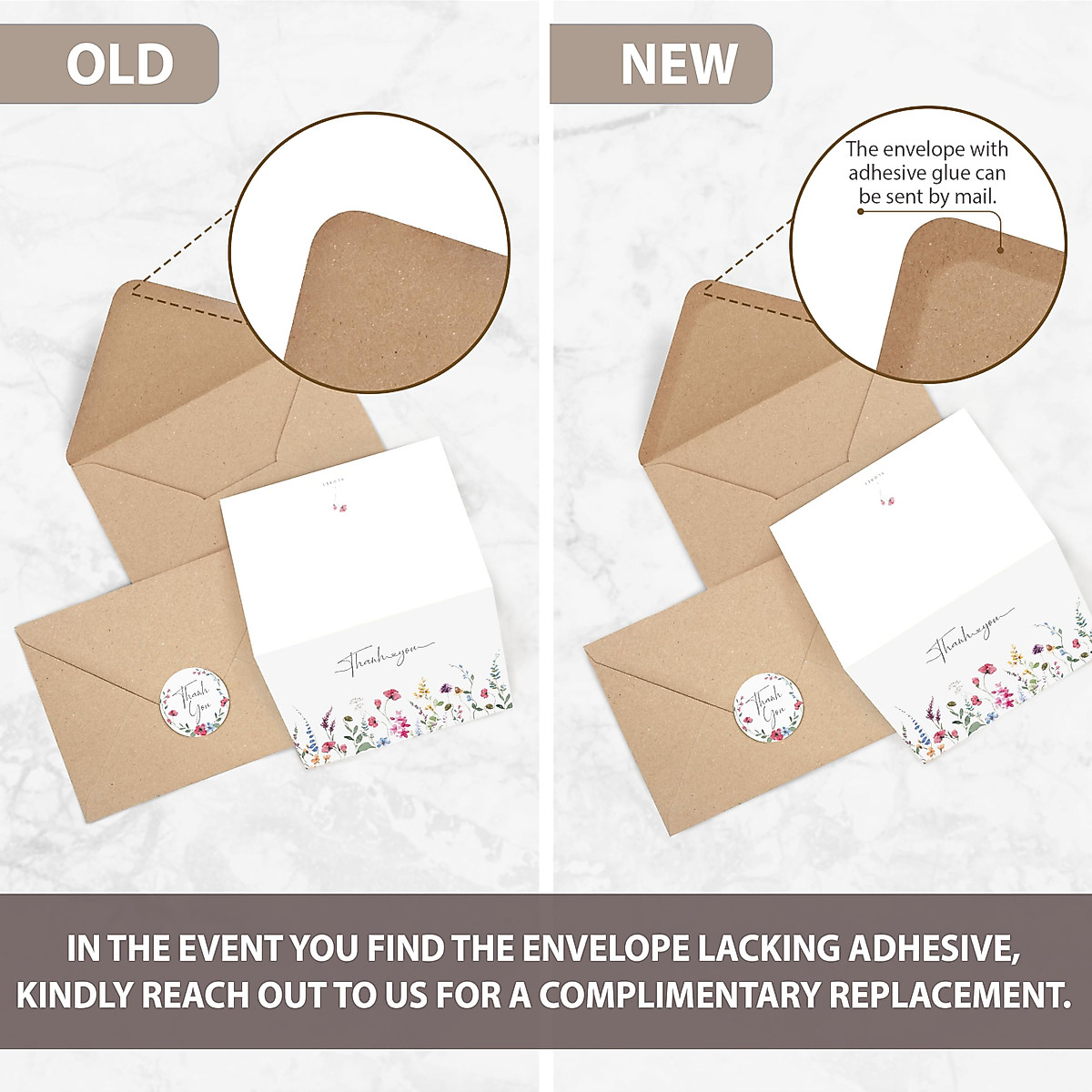 Floral Thank You Cards With Envelopes (bulk 20-4x6) - Thank You Notes With Envelopes Set - Wildflower Thank You Cards With Envelope And Stickers - for Birthday, Wedding, Bridal Showers, Baby Showers