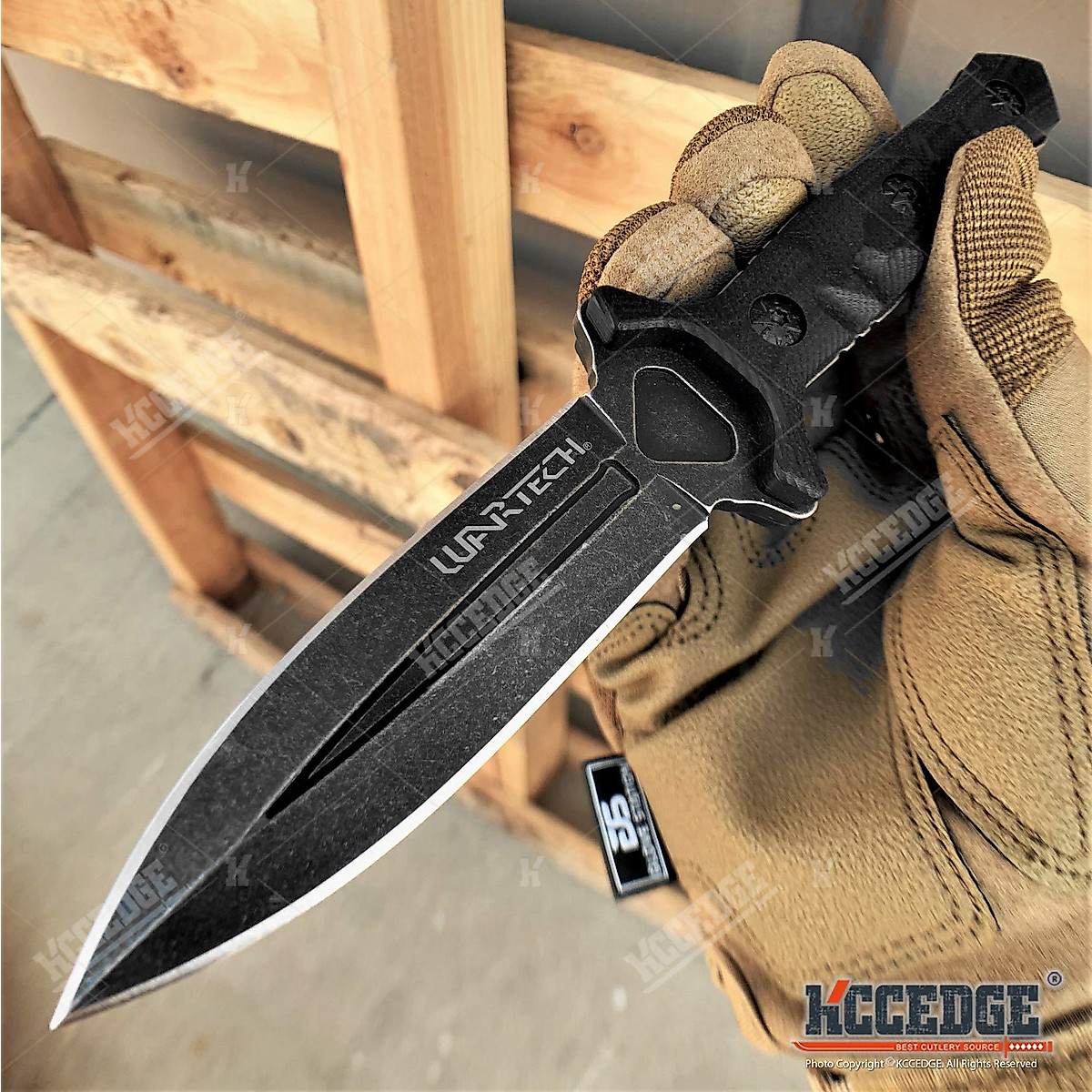 Hunting Knife Tactical Knife Survival Knife 8" Fixed Blade Knife w/ Molle Compatible Pressure Retention Sheath Camping Accessories Survival Kit Survival Gear Tactical Gear 79965 (Black)