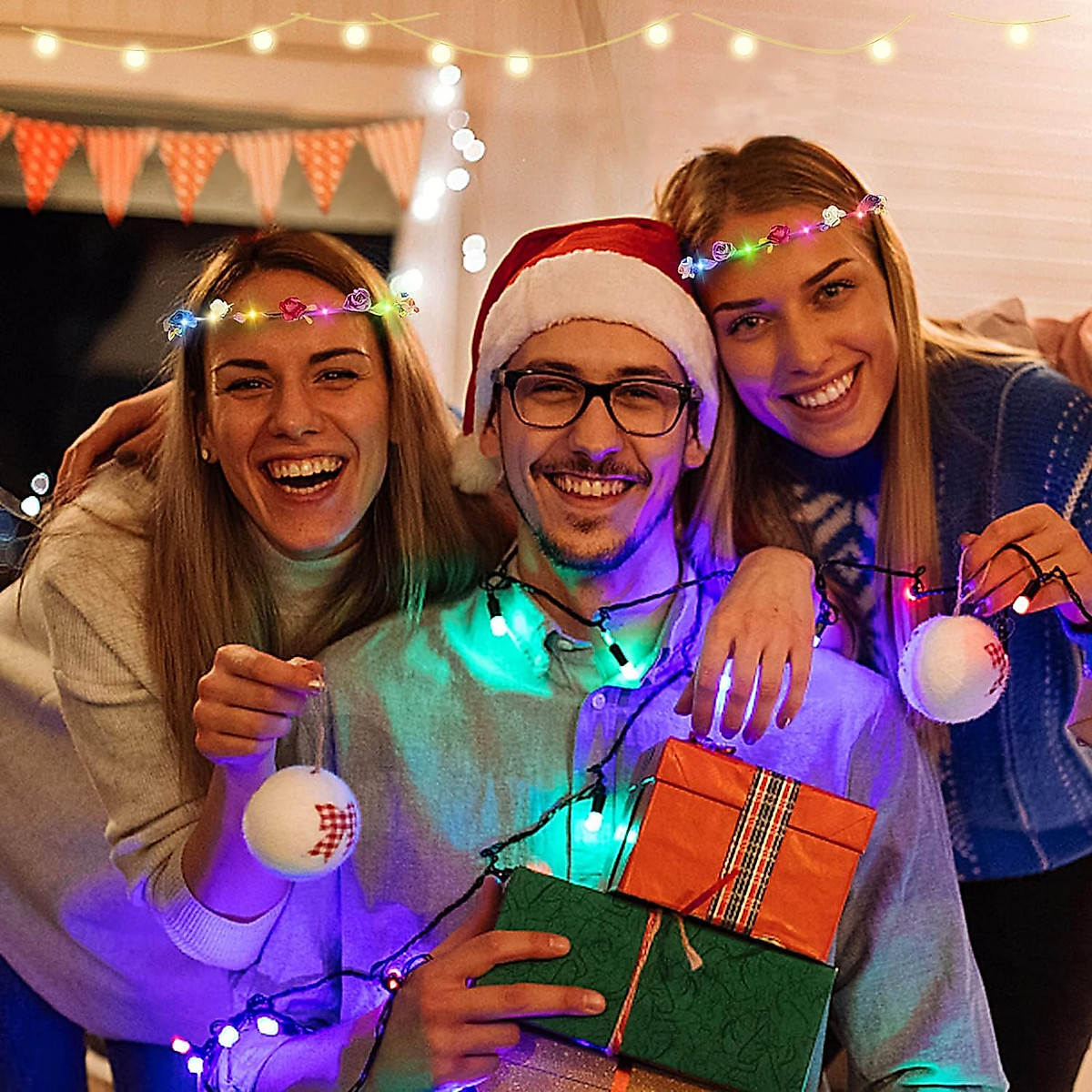 20 Pcs LED Flower Crowns - Costume Accessories -Light up Crown Headband -Light up Headbands -Light up Head Piece -Lighted Headbands for Women -Light up Crown for Girls -Party -Light up Head Band