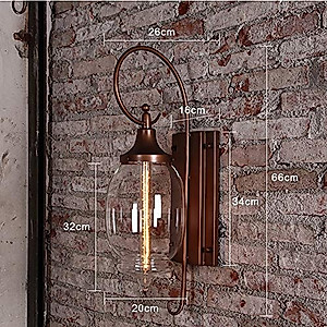 PEHUB Creative Transparent Glass Exterior Wall Lamp Indoor and Outdoor Lighting Hardware Wall Sconce Gooseneck Wall Light Country Loft Aisle Farmhouse Porch Warehouse Door Wall Lamp Exterior Light Fix