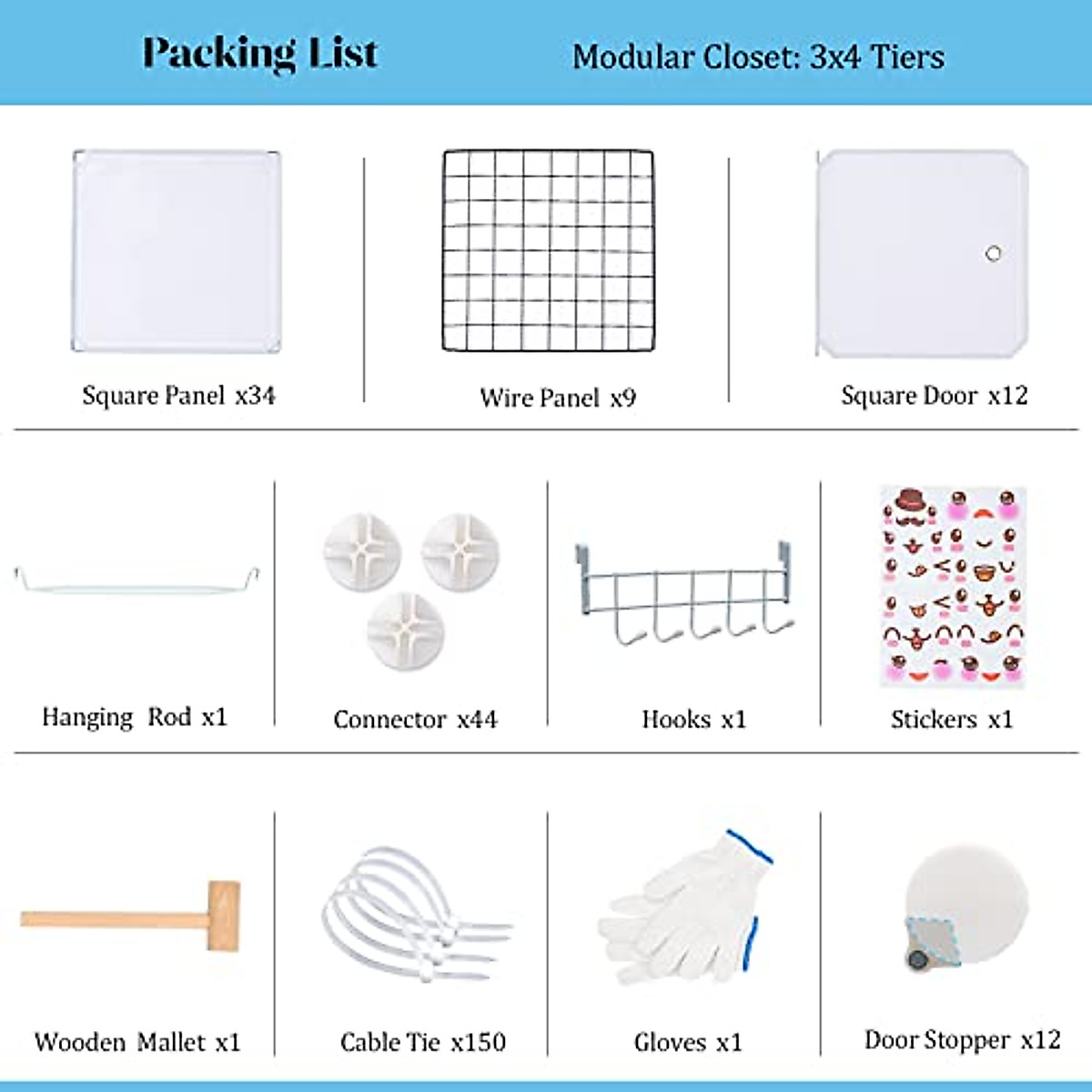 BRIAN & DANY Portable Wardrobe Closet for Hanging Clothes, Bedroom Armoire with Doors, Modular Cabinet for Space Saving, Ideal Storage Organizer Cube for Books, Toys, Towels (12-Cube), White