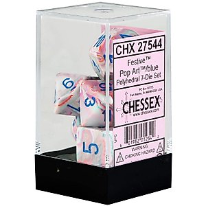 Chessex Festive Polyhedral Pop Art - Blue 7-Die Set, (Model: CHX27544)