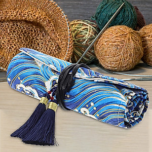 SEWACC Crochet Storage Bag Crochet Organizer Weave Needle Container Crochet Case Organizer Crochet Hook Organizer Case Crochet Hook Case Foldable Pouch Pen Holder Travel Polyester Cotton