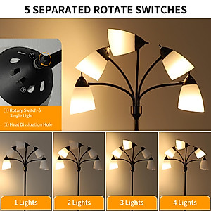 DINGLILIGHTING Floor Lamp Tall for Room: Flexible Gooseneck Floor Lamps Standing for Bedroom Home Office - Modern Floor Lights 5-Light