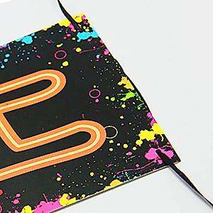 Glow Party Happy Birthday Banner Decoration（Already Assembled）, 80s Birthday Banner Glow Party Decorations, Glow in the Dark Party Supplies, Neon Party Birthday Decorations