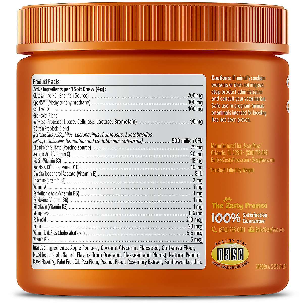Zesty Paws Senior Advanced Glucosamine for Dogs - for Hip & Joint Arthritis Pain Relief + Multifunctional Supplements for Dogs with Probiotics for Gut & Immune Health