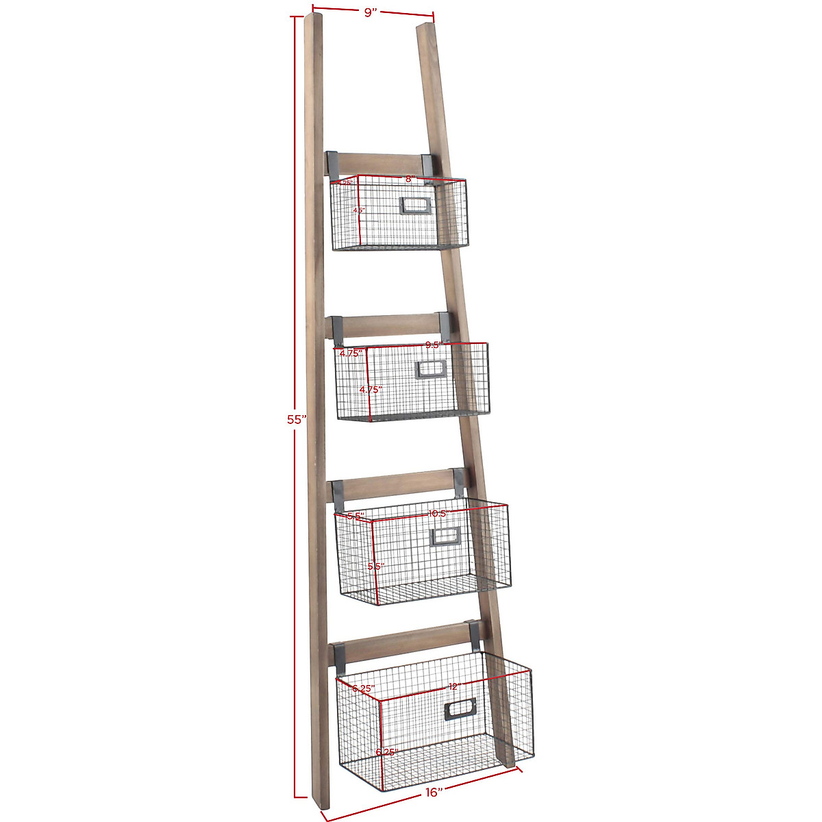 Wald Imports 4408 Wall Ladder, Bookcase, Brown