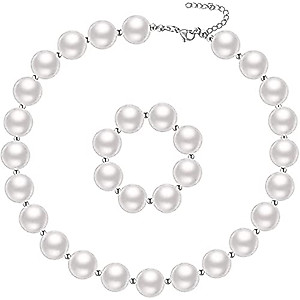 RONGWIN Bubblegum Necklace for Little Girls Chunky Bead Necklace And Bracelet Set Princess Necklace Dress Up Pretend Play Jewelry Set Party Favor Gifts with Gift Box (A Set)