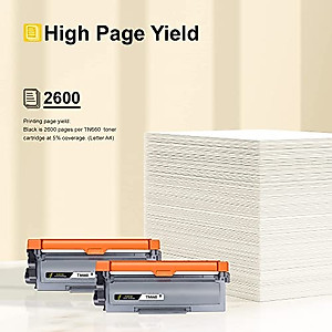 TN660 TN630 Higher-Yield SHEENGO Compatible Toner Cartridge Replacement for Brother TN660 TN-660 for HL-L2340DW HL-L2300D HL-L2380DW MFC-L2700DW L2740DW DCP-L2540DW Printer(TN6602PK) up to 2,600 Pages