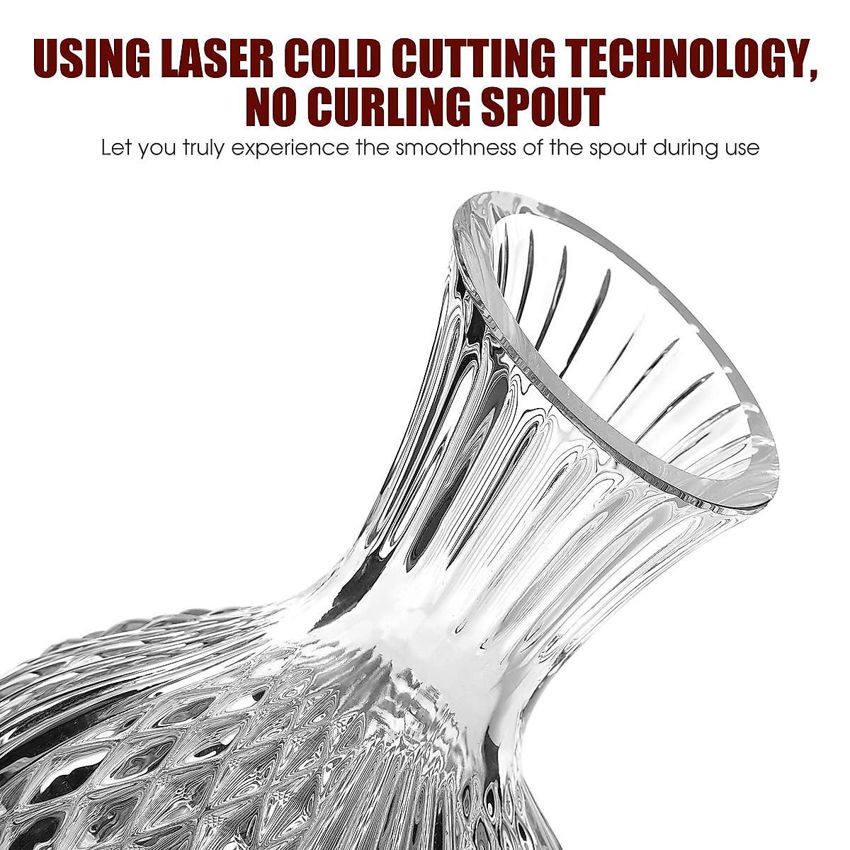 Lovino Crystal Wine Decanter Lead-free Crystal Glass, 360 Degree Spinning, 1.5L Red Wine Aerator Great Gift Box, Wine Accessories