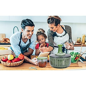 Brieftons Salad Spinner and Chopper: Large 6.3-Quart Lettuce Greens Vegetable Washer Dryer, with Bonus 0.95-Quart Veggie Chopper Mixer, Compact Storage, Easy Push Operation for Quick Veggie Prepping