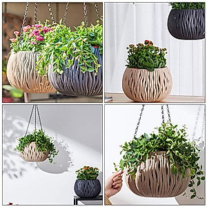 Happyyami Flowerpot Hanging Planter Natural Pot for Plants Garden planters and pots Plant Pot for Hanging Plant Wall Plant Holder Outdoor Hanging Basket Plant Hanger Ivy League Plastic vase