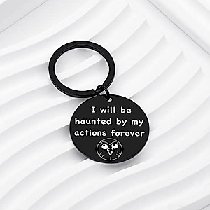 I Will Be Haunted by My Actions Forever Keychain, Owl House Hooty Gift (Black)