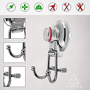 U&A Antilope Suction Cup Hooks for Loofah,Towel,Bath Rode&Coat,Strong Stainless Steel Shower Hanger Removable in Kitchen&Bathroom 1pcs