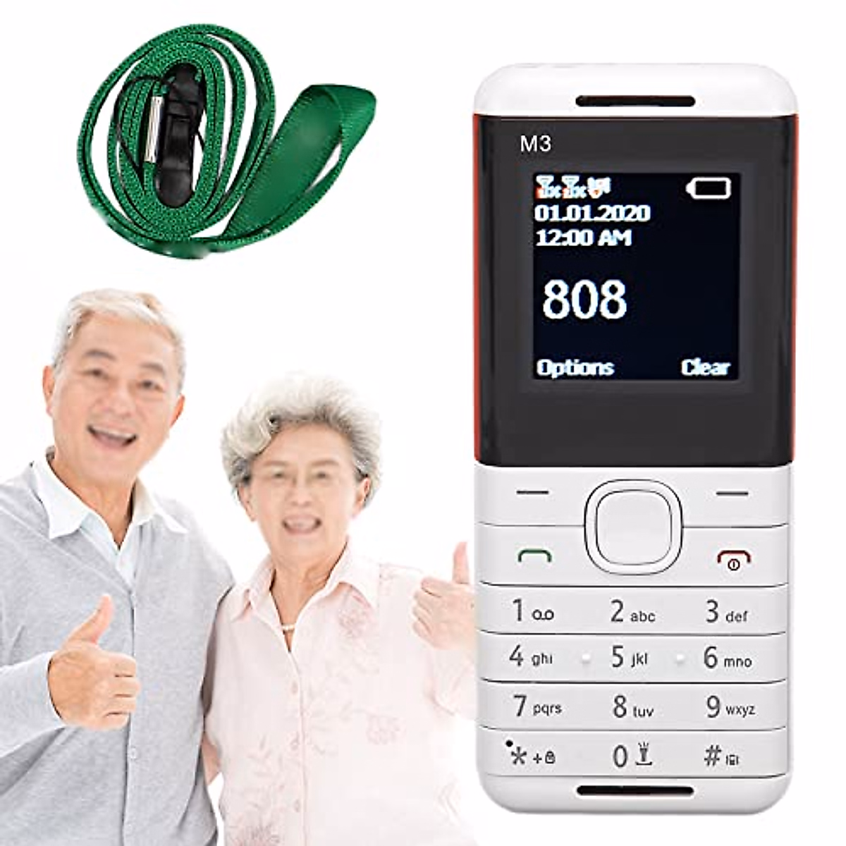 Unlocked Cell Phone for Seniors, 1000mAh Dual SIM Mobile Phone Big Button Cell Phone with Charging Cable and Lanyard, Mini Phone for Elderly Kids