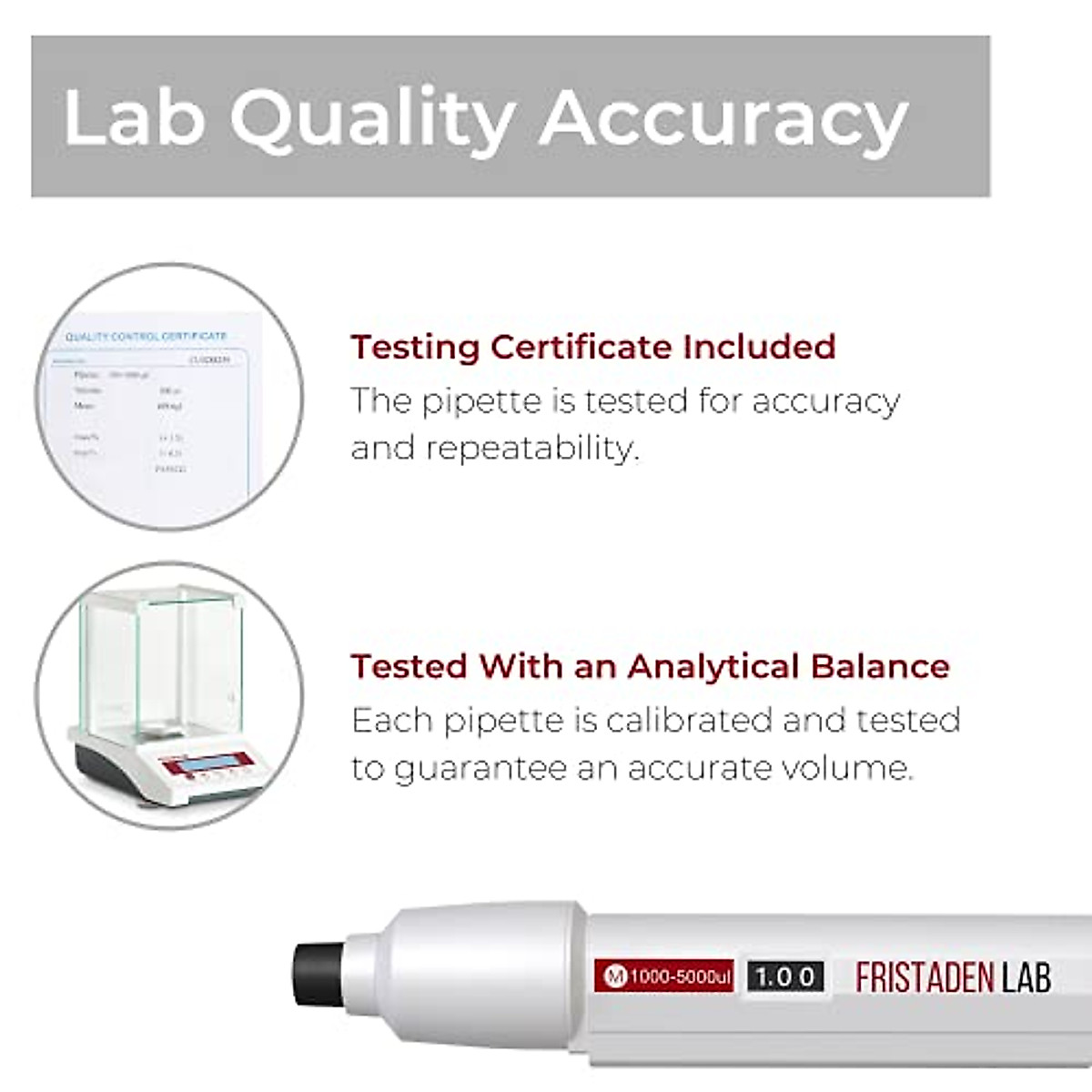 American Fristaden Lab Micropipette | Variable Volume Single Channel Pipette (1-5mL (1000µL-5000µL))