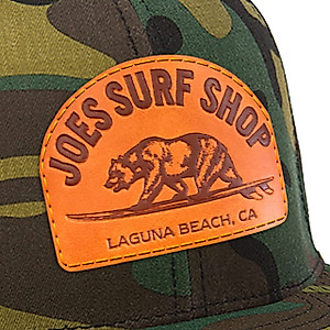 Joe's Surf Shop Surfing Bear Flat Bill Snapback Trucker Hat-Camo