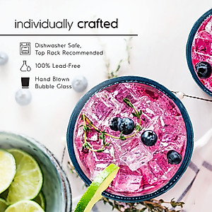 MexHandcraft Aqua Blue Rim 20 oz Tall Iced Tea Glasses, set of 6, Mexican Handmade Glassware, Recycled Glass, Lead & Toxin Free (Tall Iced Tea)