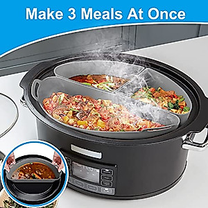 Slow Cooker Divider Liner Fits 6 QT Crockpot - 3PCS Silicone Crock Pot Liners for 6 Quart Slow Cookers, Reusable Slow Cooker Crock Pot Divider Insert, Leakproof & Dishwasher Safe, BPA Free